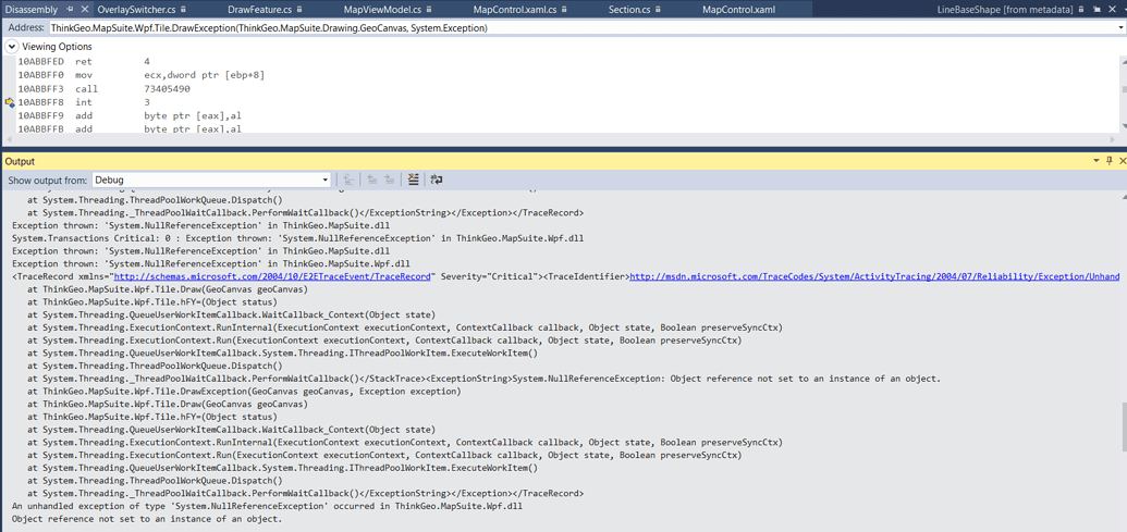 Get Null Exception In Thinkgeo Mapsuite Wpf Dll Wpf Thinkgeo Discussion Forums